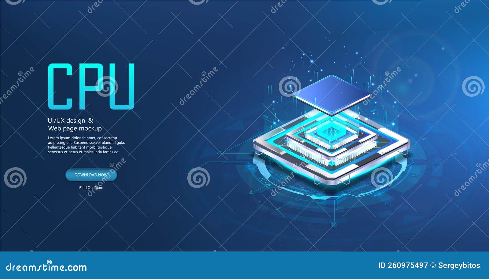 CPU Computer Processor in Isometric View. 3D Digital Chip Stock Vector ...