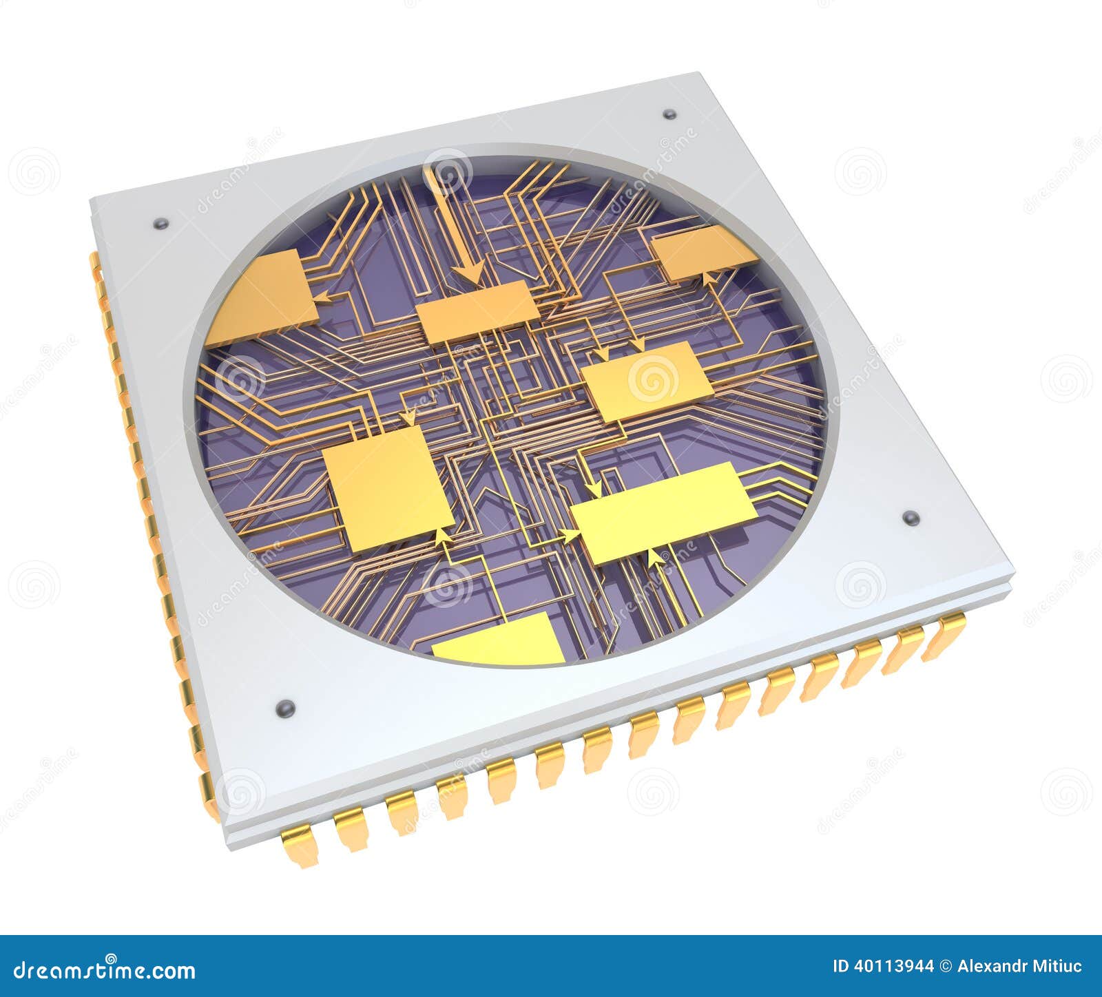CPU Comuter Chip, Inside View. Stock Illustration - Illustration of ...