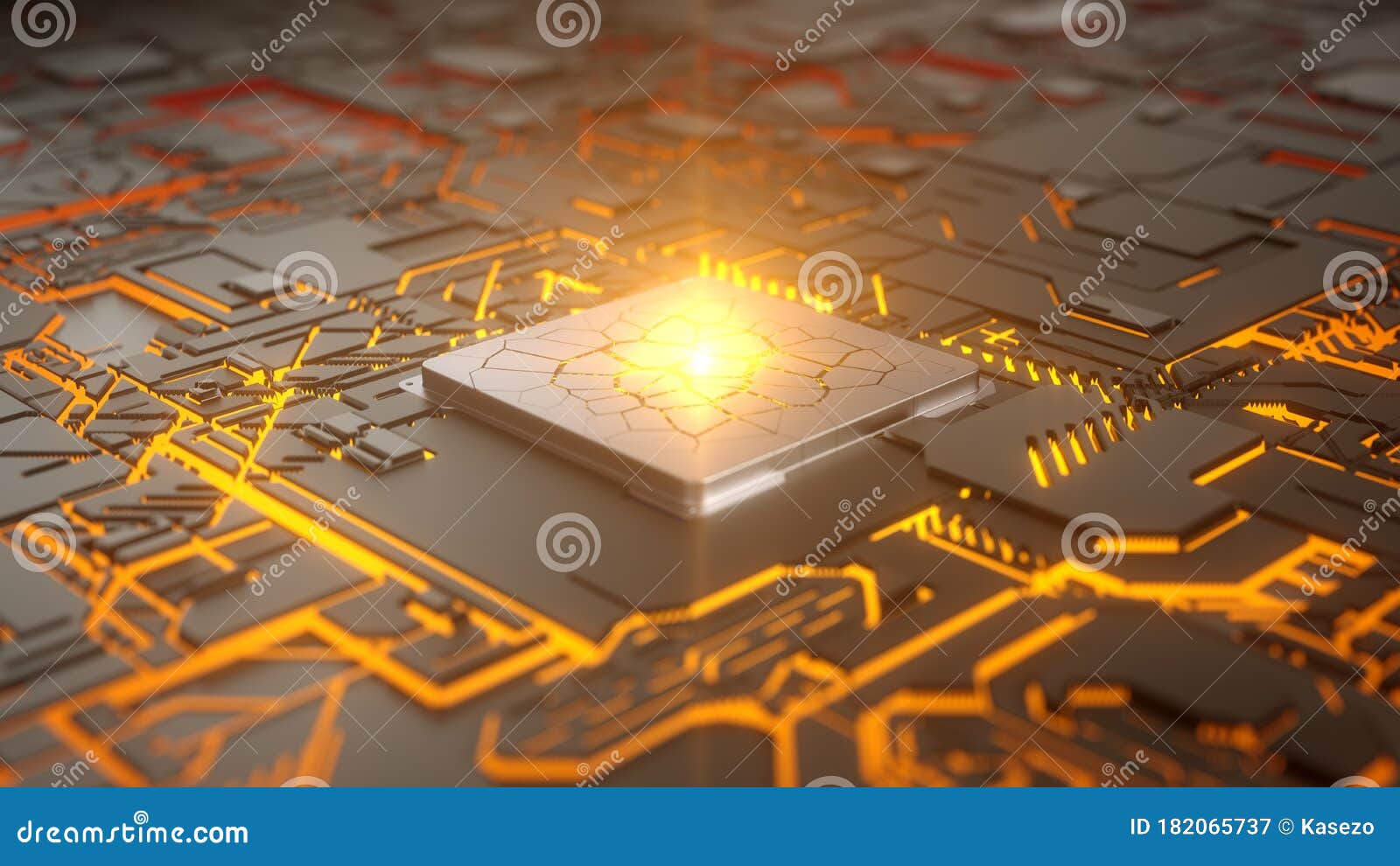Cpu Concept with Glowing Abstract Lines and Light Beam on Processor. 3D ...
