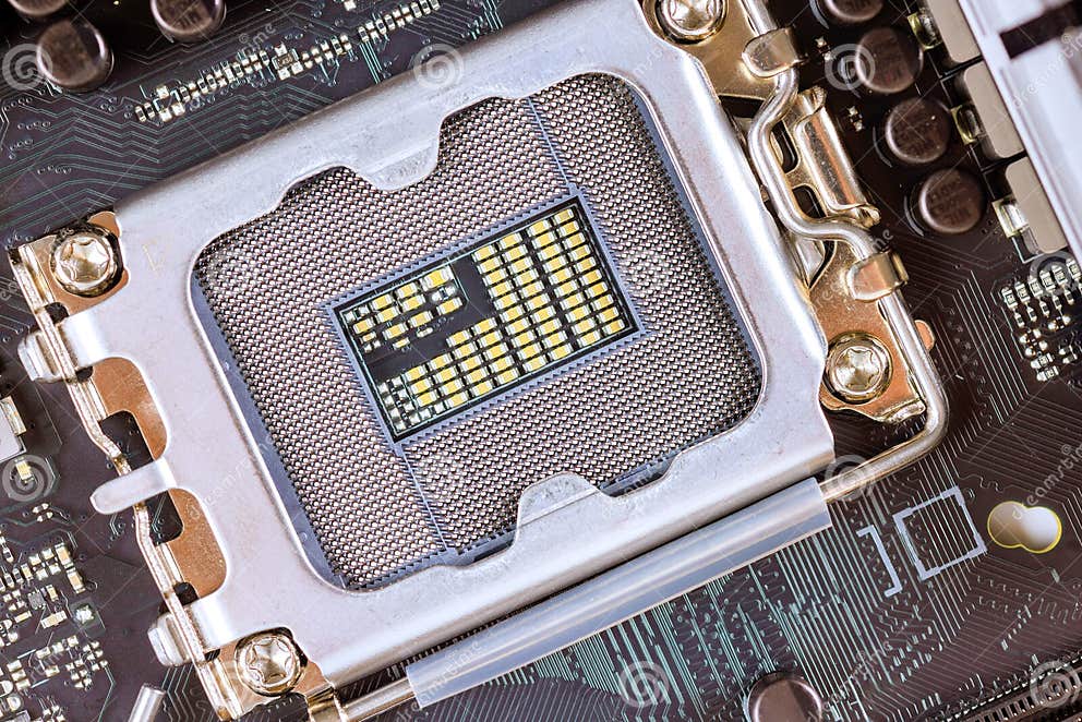 CPU Connector Socket on Motherboard of PC is Repaired As Part Processor ...