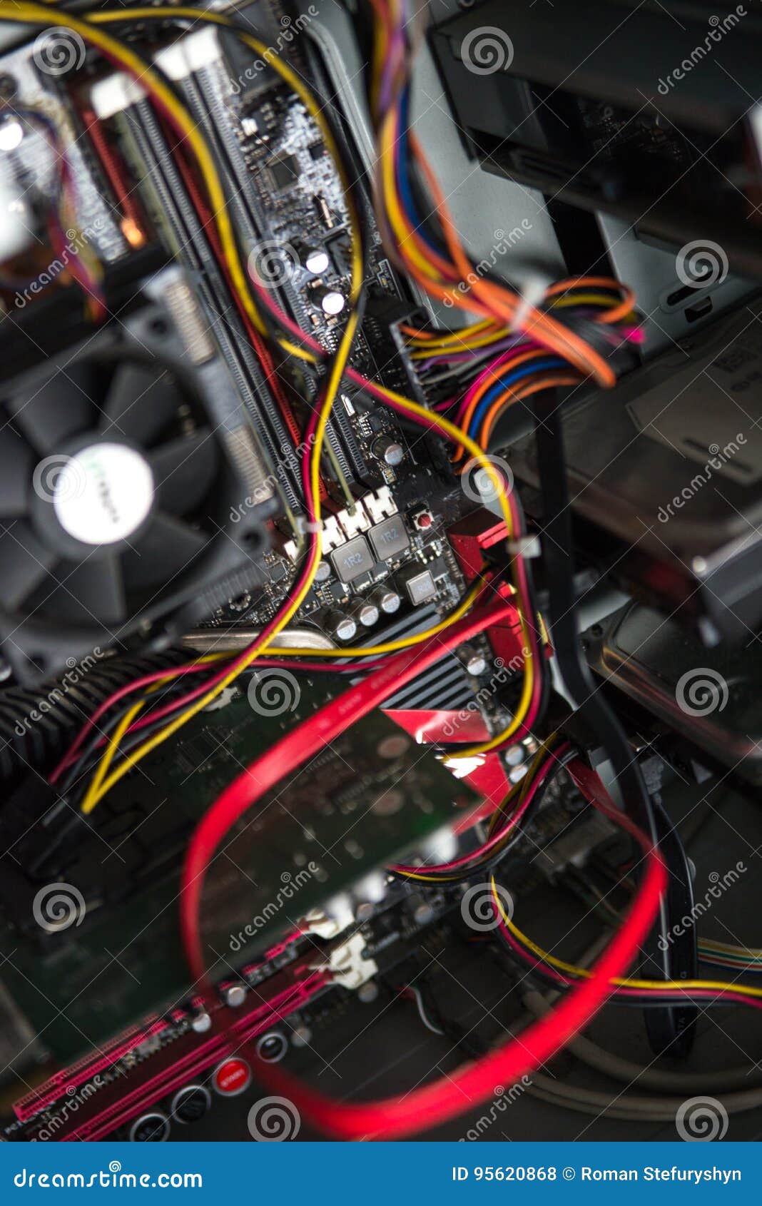 CPU Cooler on the Computer`s Motherboard. Close Up View. Stock Photo ...