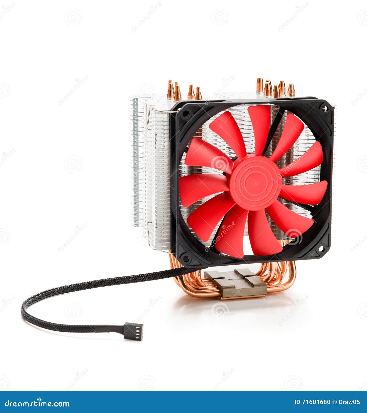 CPU Cooler with Fan and Heat Pipes on White Stock Photo - Image of ...