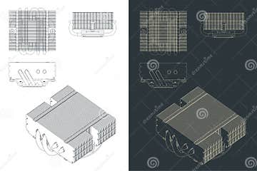 CPU Cooler Heatsink Drawings Stock Vector - Illustration of component ...