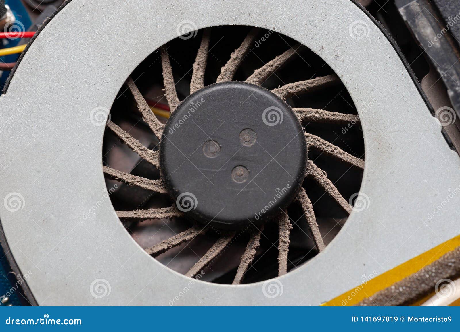 Cpu Cooler System with Dust and Web. Laptop Computer Motherboard Dust ...