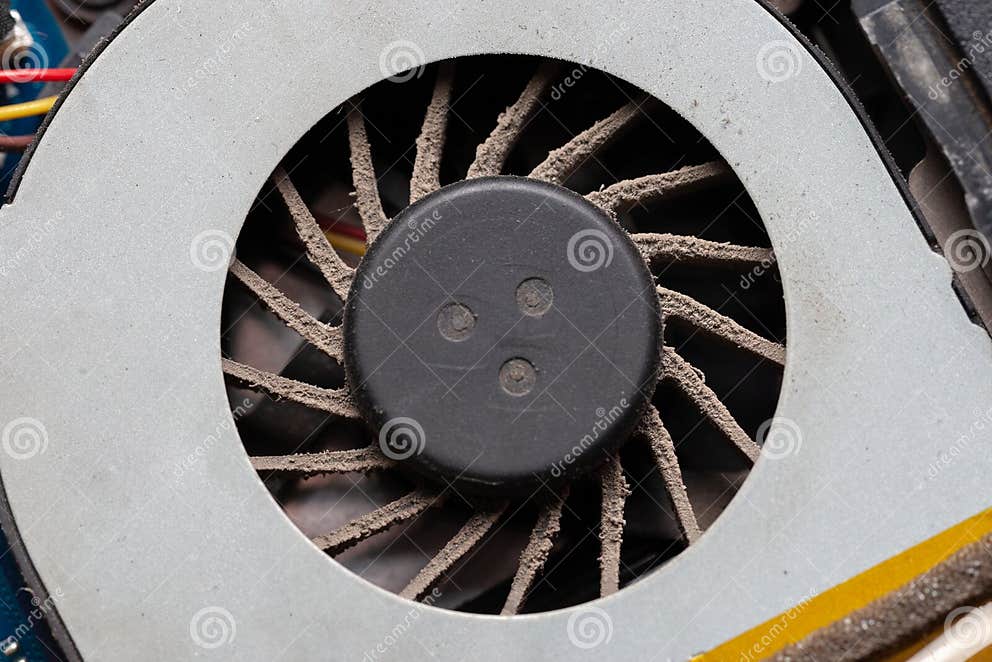 Cpu Cooler System with Dust and Web. Laptop Computer Motherboard Dust ...