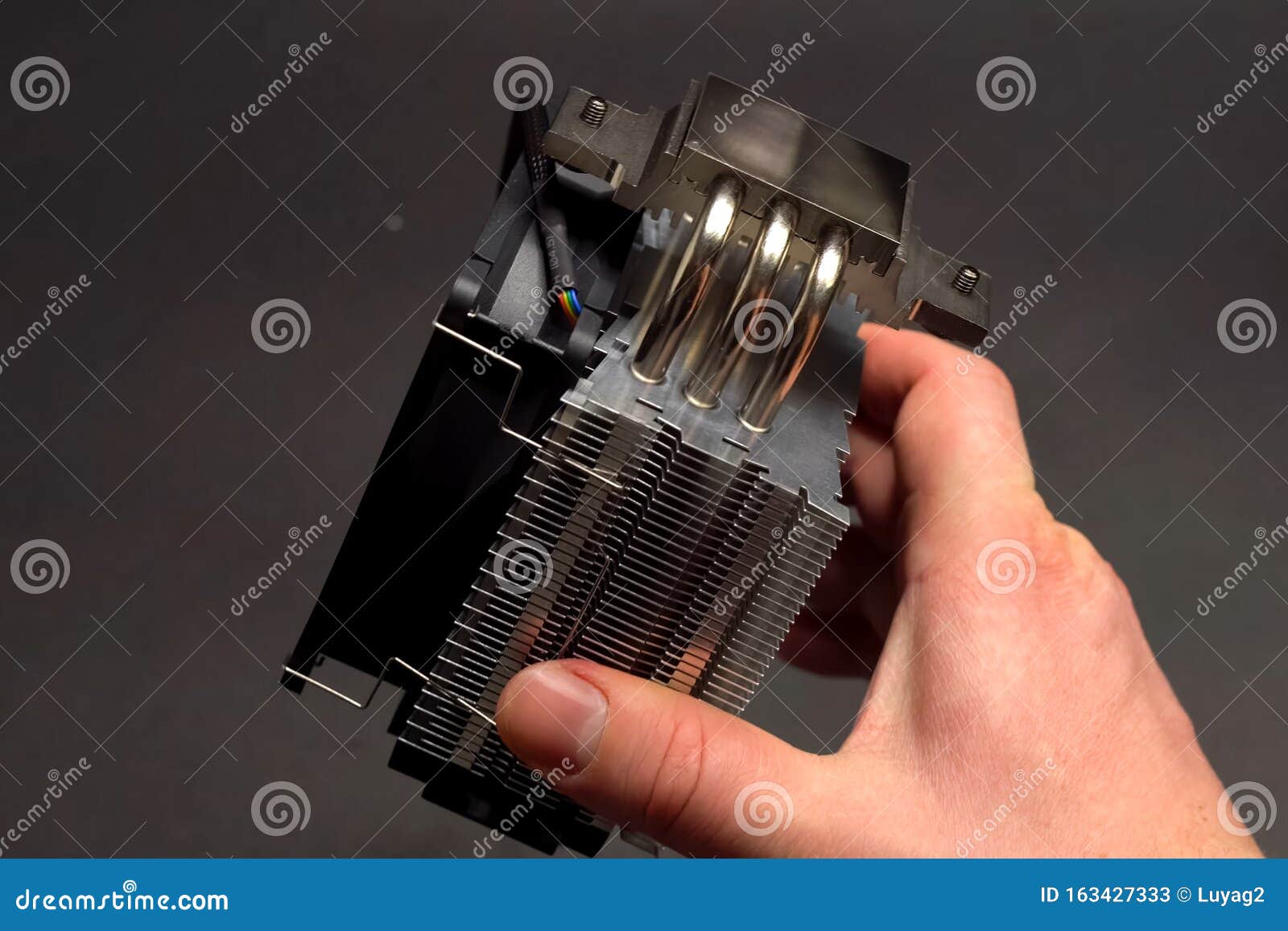 CPU Cooling System. Cooler with a Radiator in the Hands of Man Stock ...