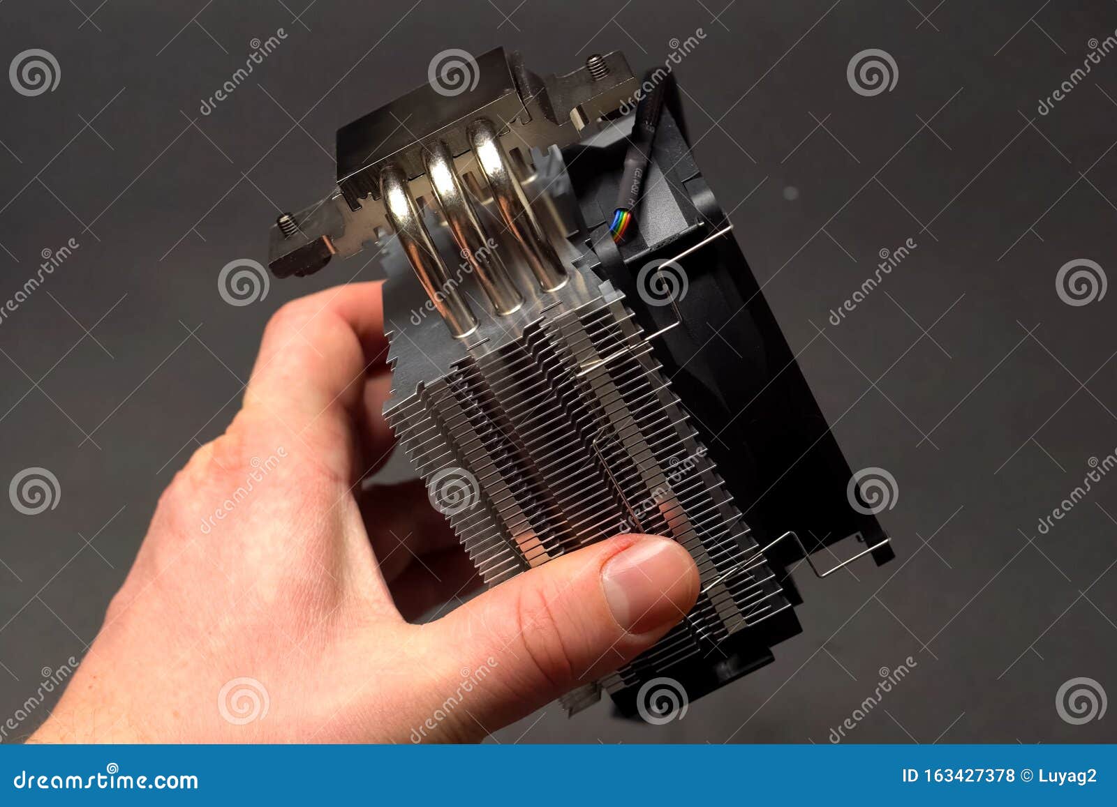 CPU Cooling System. Cooler with a Radiator in the Hands of Man Stock ...