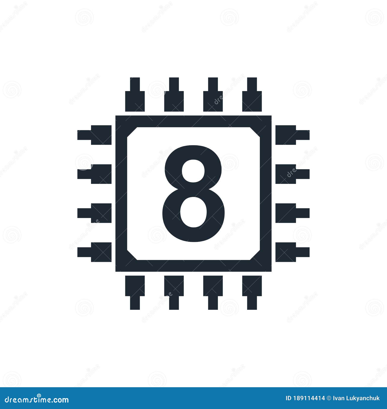 CPU 8core Icon Processor Micro Chip Simbol Stock Vector - Illustration ...