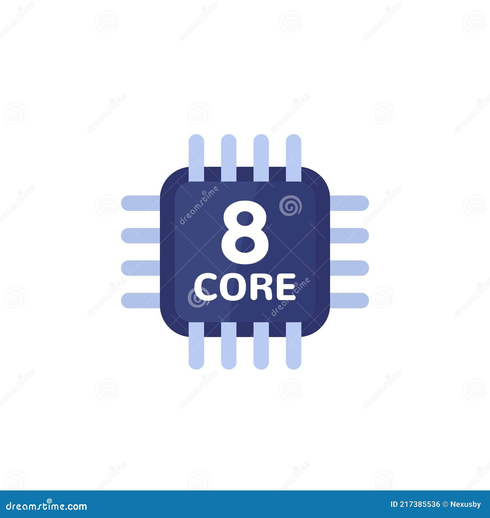 CPU, 8 Core Processor Icon on White Stock Vector - Illustration of ...