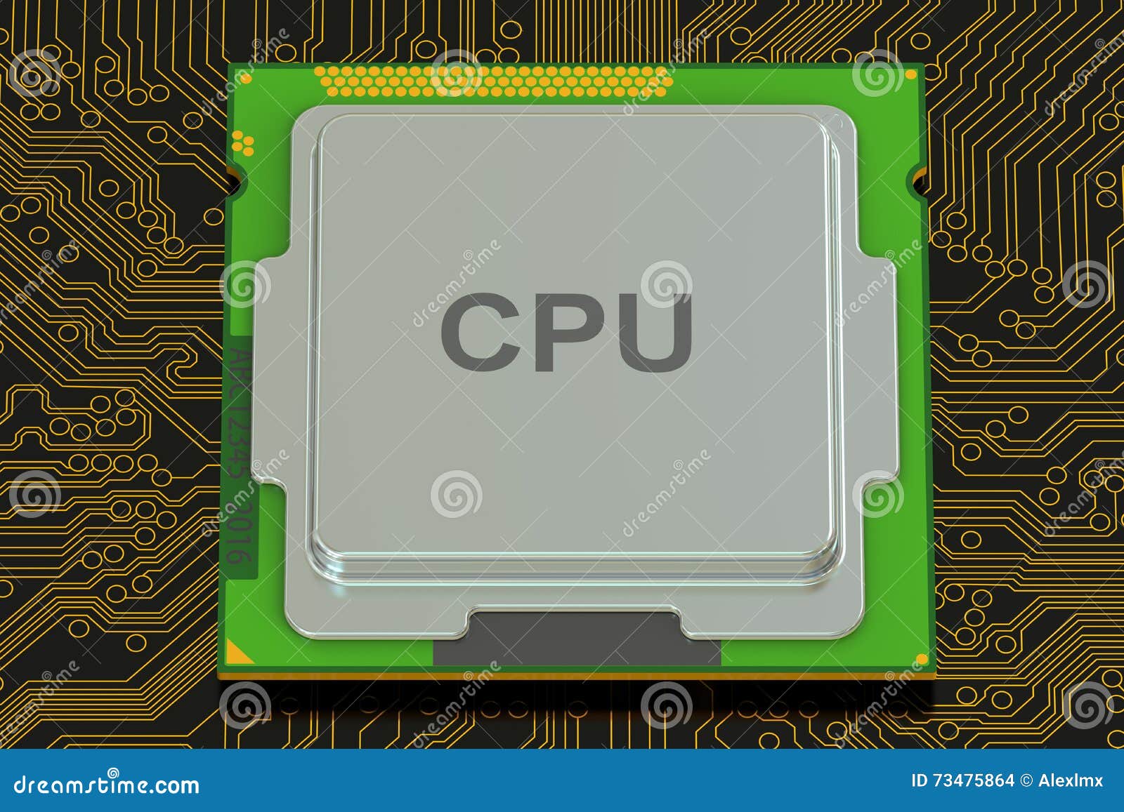 Cpu, 3D rendering stock illustration. Illustration of green - 73475864