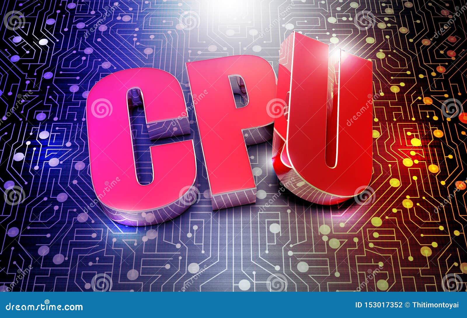 CPU 3d. stock illustration. Illustration of intelligence - 153017352