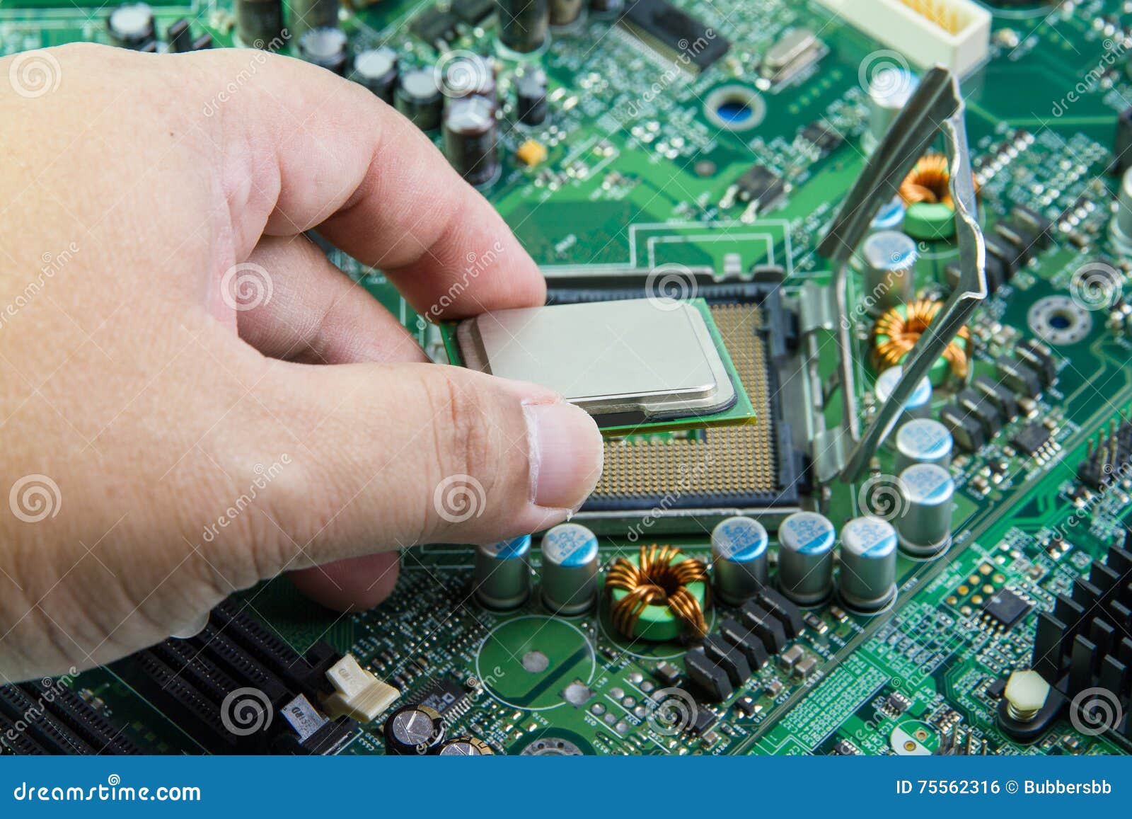 CPU in Der Hand Vor Installation in Das Motherboard Stockfoto - Bild ...