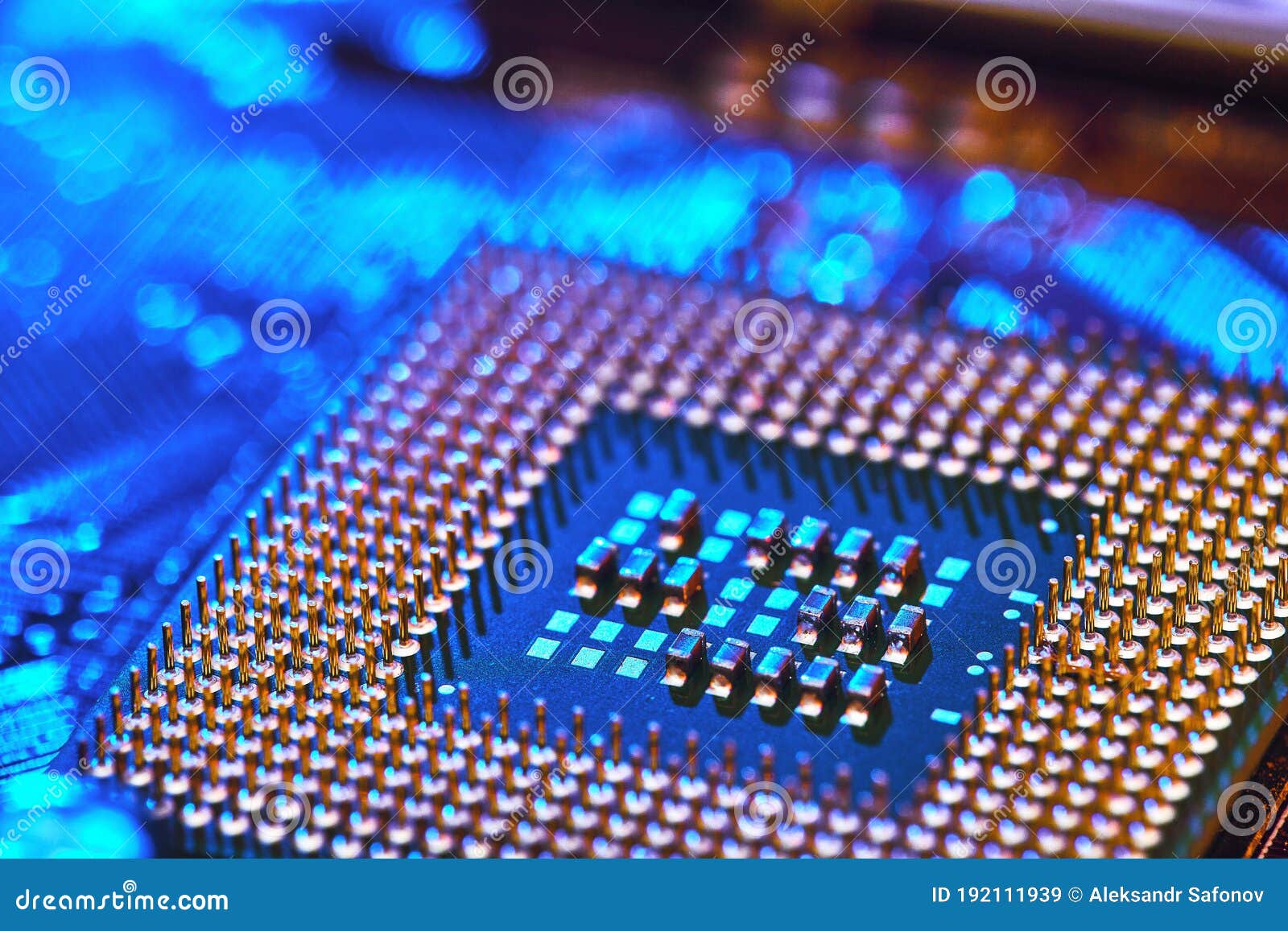 CPU Desktop with the Contacts Facing Up Lying on the Motherboard of the ...