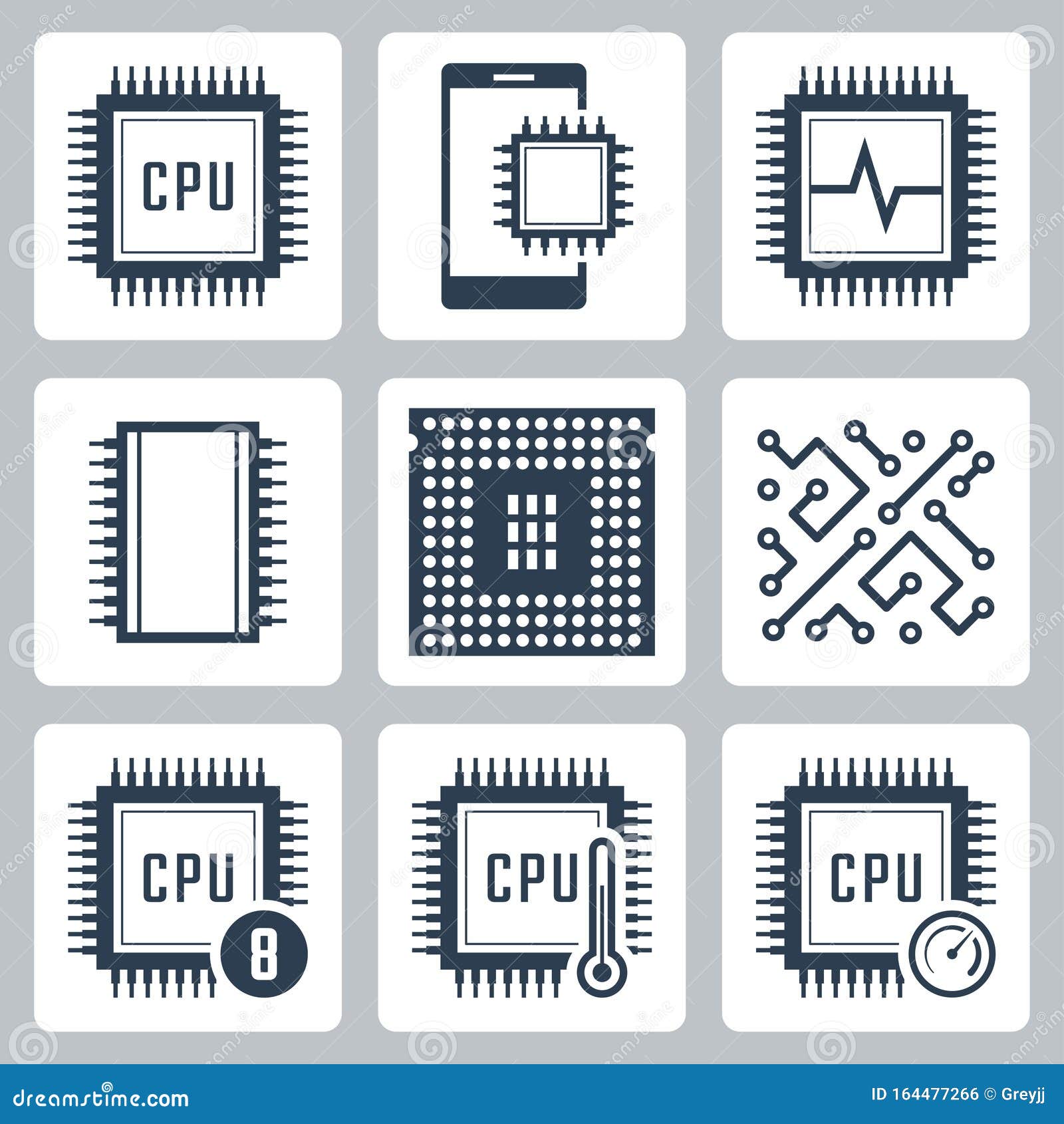 CPU and Electronic Chip Icons Stock Vector - Illustration of microchip ...