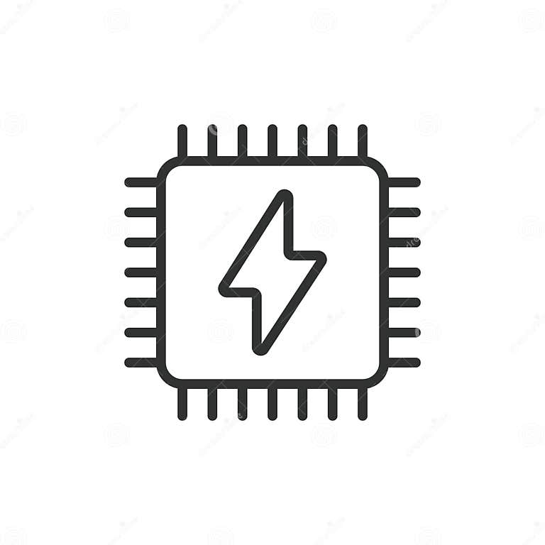 CPU Energy, Icon in Line Design. CPU, Energy, Processor, Power, Chip ...