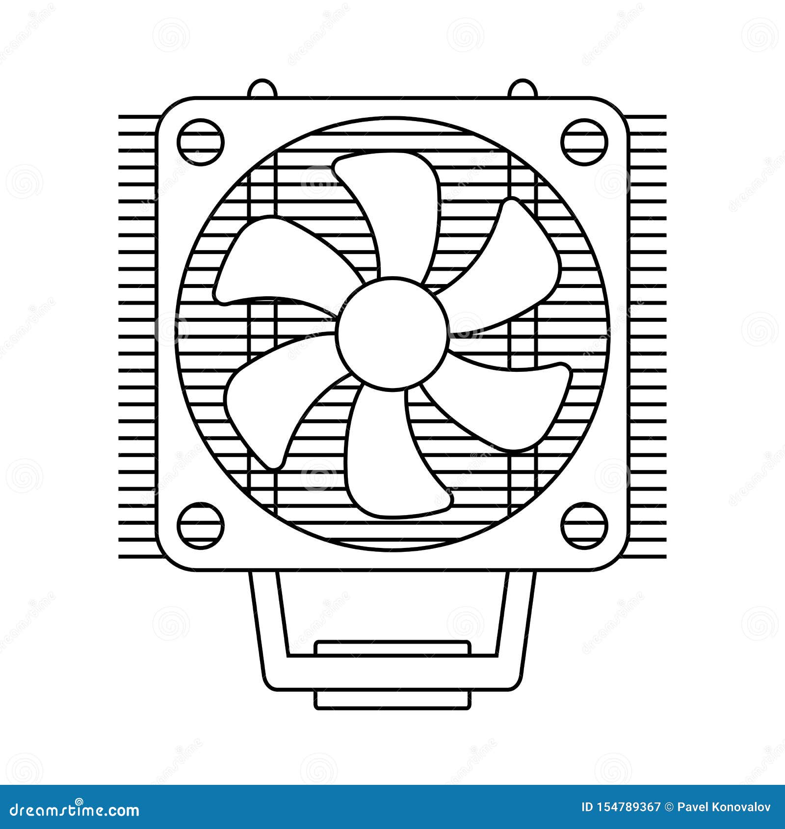 CPU Fan Icon stock vector. Illustration of black, industry - 154789367