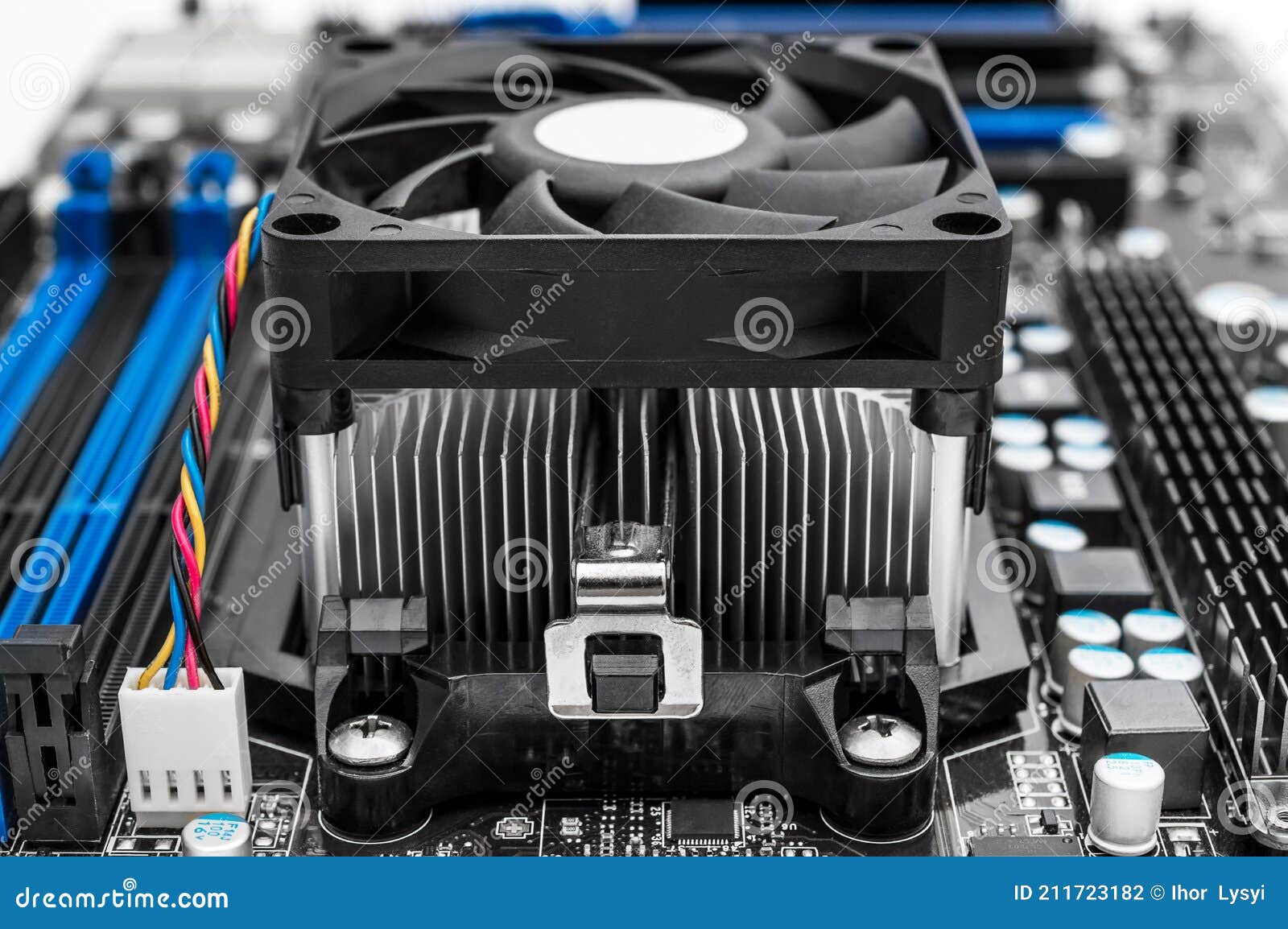 Cpu Fan on Motherboard. Close Up Stock Photo - Image of hardware ...