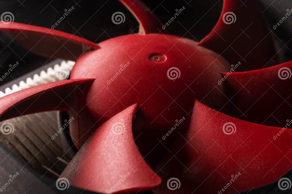CPU Fan Red Color. Cooling Ventilation System for Computer Mounted on ...