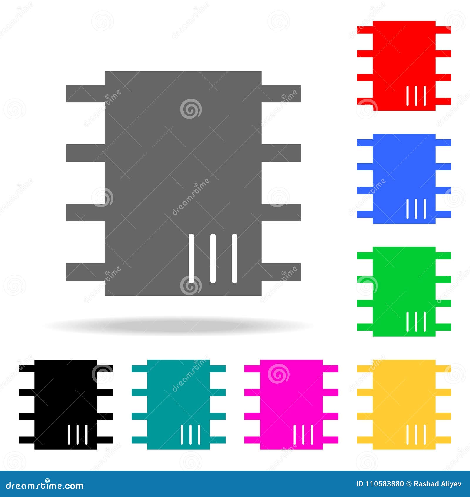 CPU. Flat Web Icon or Sign. Elements in Multi Colored Icons for Mobile ...