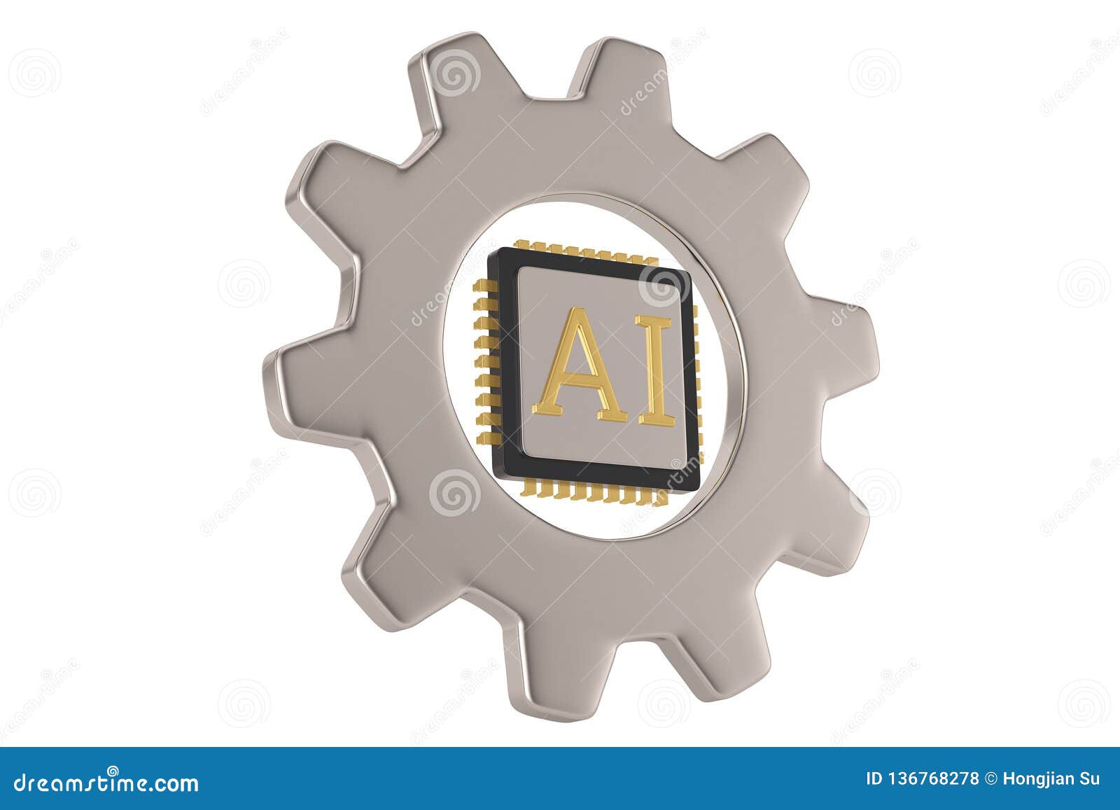 Cpu with Gear Isolated on White Background 3D Illustration Stock ...
