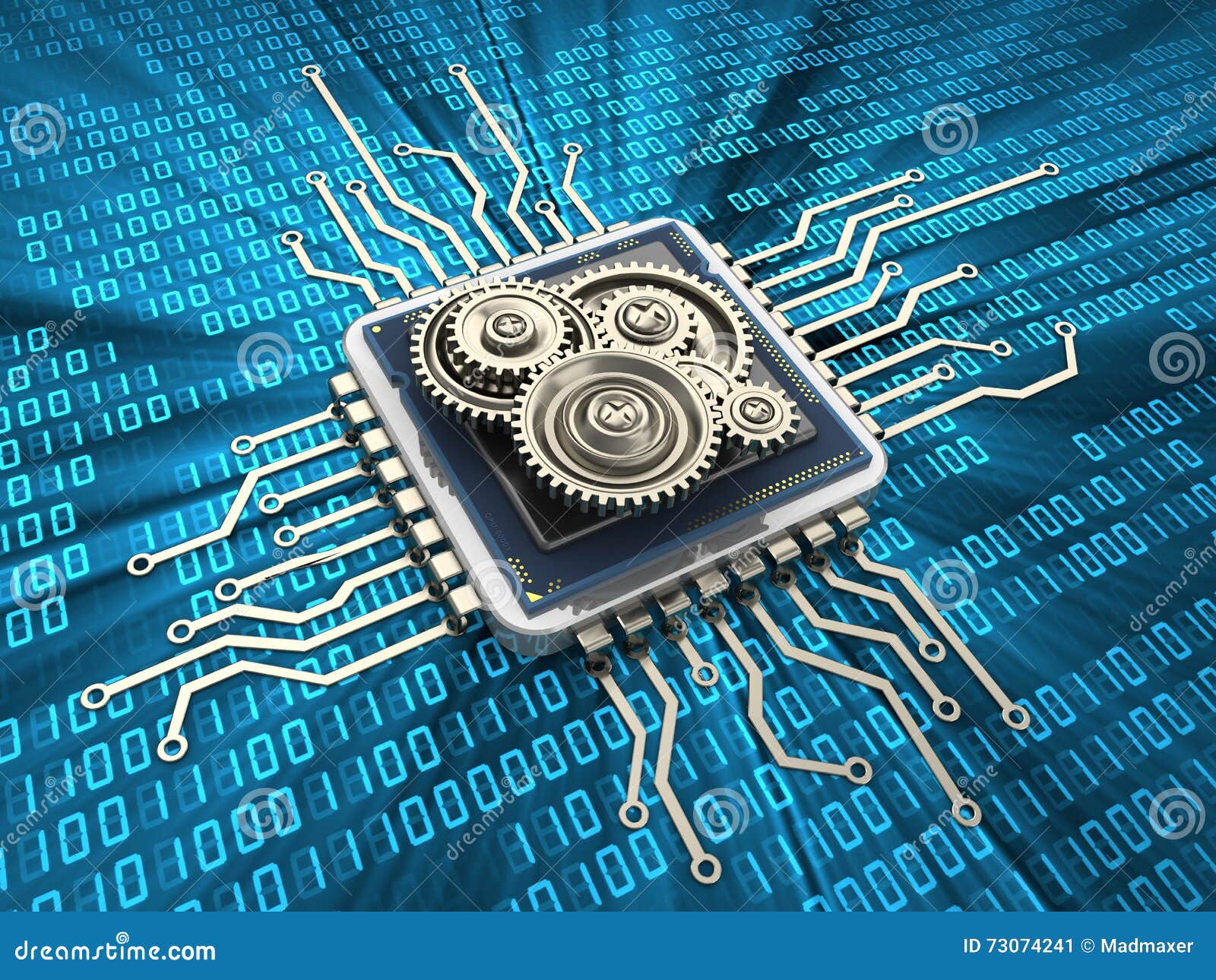 Cpu and gear wheels stock illustration. Illustration of motherboard ...