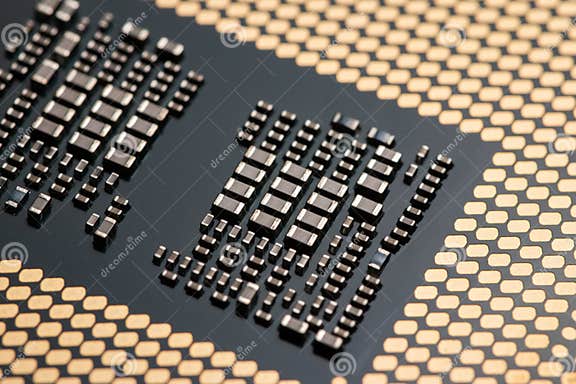 Cpu Gold Pins Microchip Processor Computer Component Technology. Macro Photography Central ...