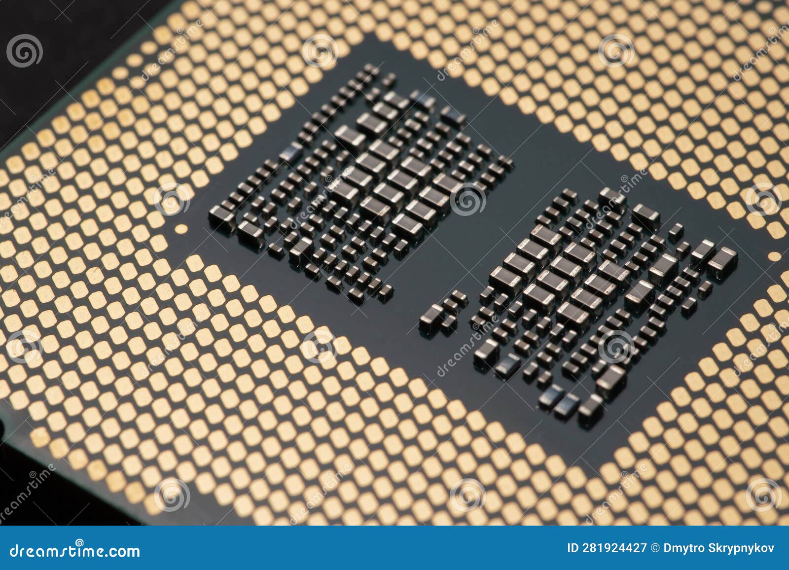 Cpu Gold Pins Microchip Processor Computer Component Technology. Macro Photography Central ...
