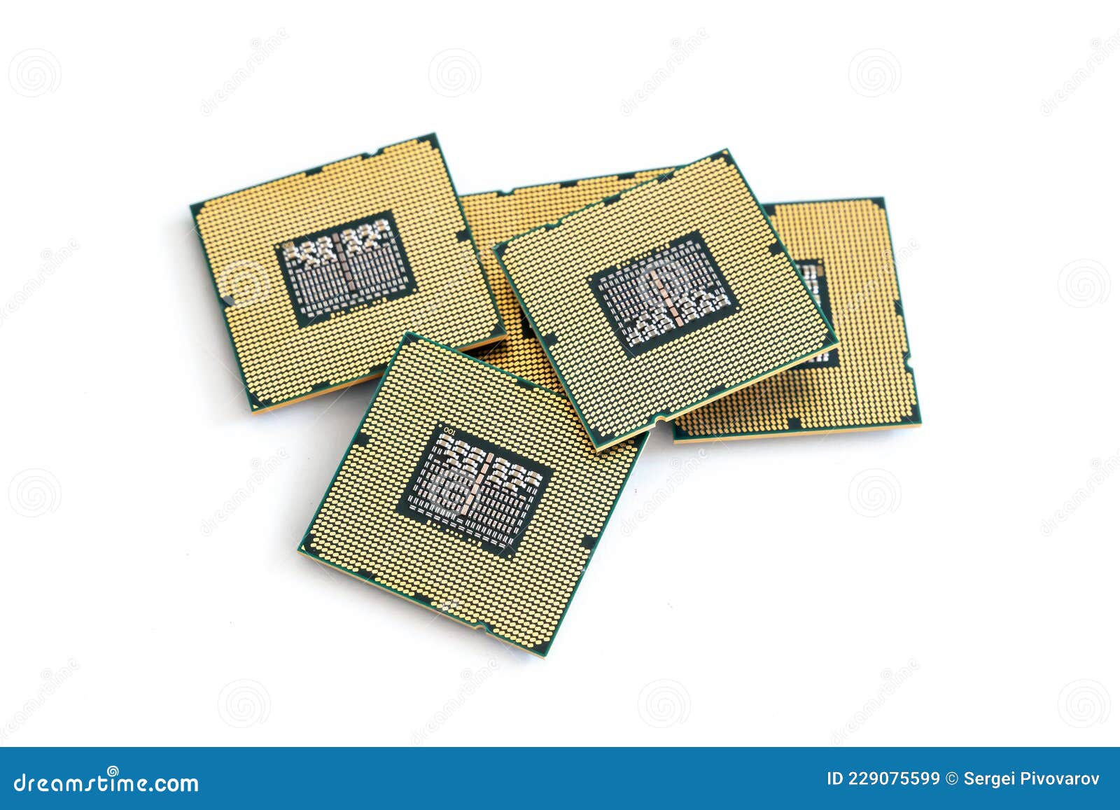 Cpu Golden Side Main Chip for Computer Operation Close-up Stock Image ...