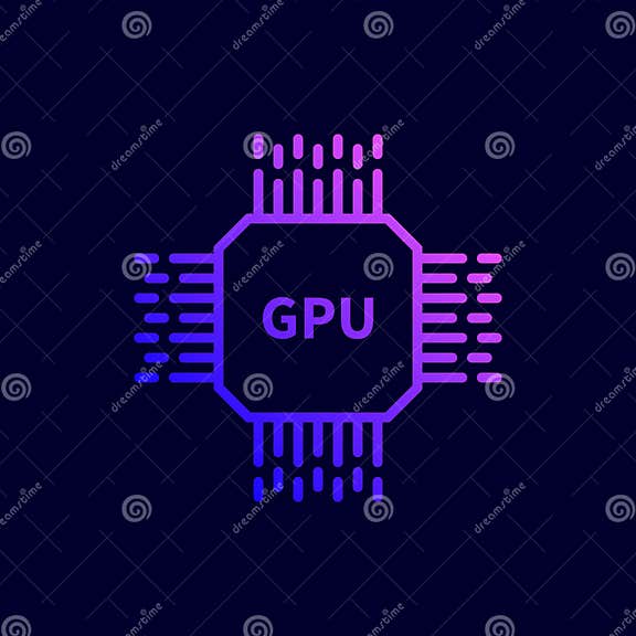 CPU GPU Processor Chip Icon. Vector Illustration in Flat Line Style Stock Vector - Illustration ...