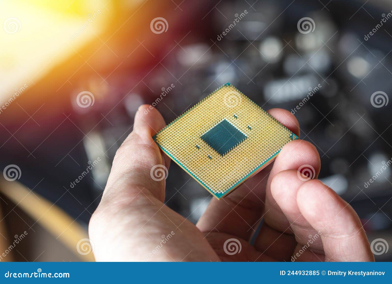 CPU in hand stock image. Image of close, finger, component - 244932885