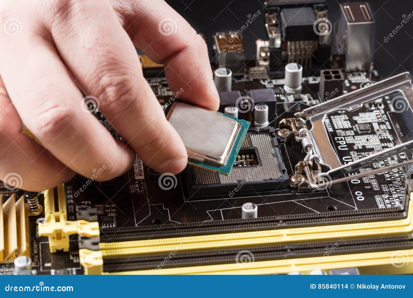 CPU in Hand before Installation into the Motherboard. Stock Photo ...