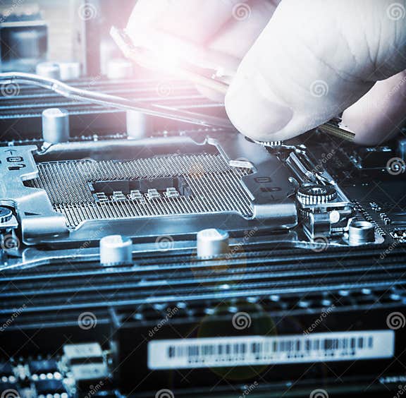 CPU in hand stock photo. Image of clean, repair, finger - 71705316