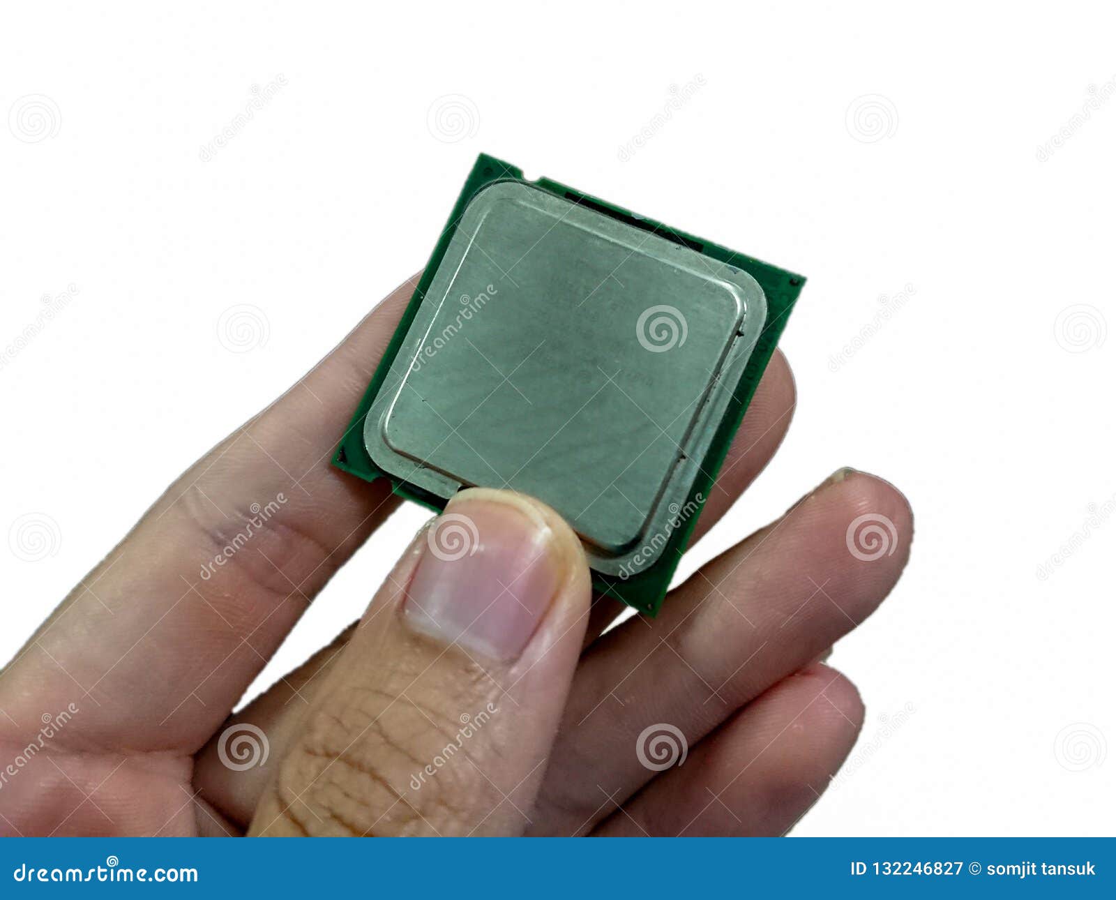 CPU on hand stock image. Image of finger, white, left - 132246827