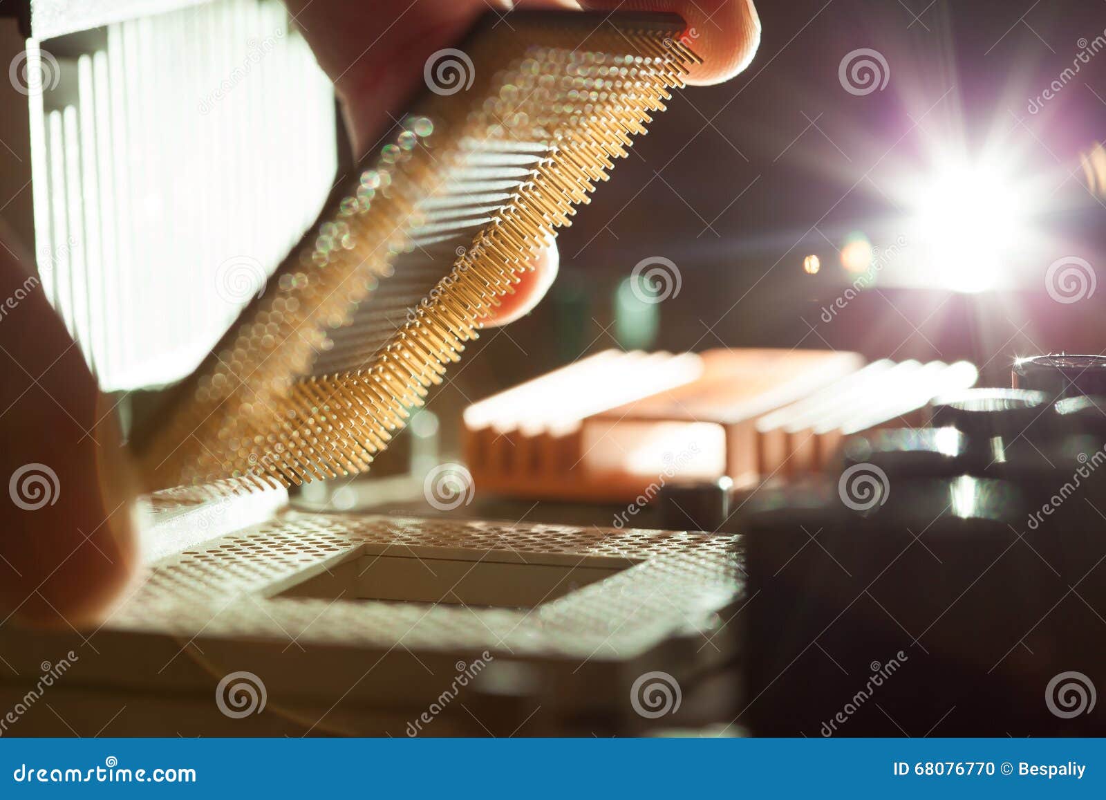 CPU in a hand. stock photo. Image of background, finger - 68076770