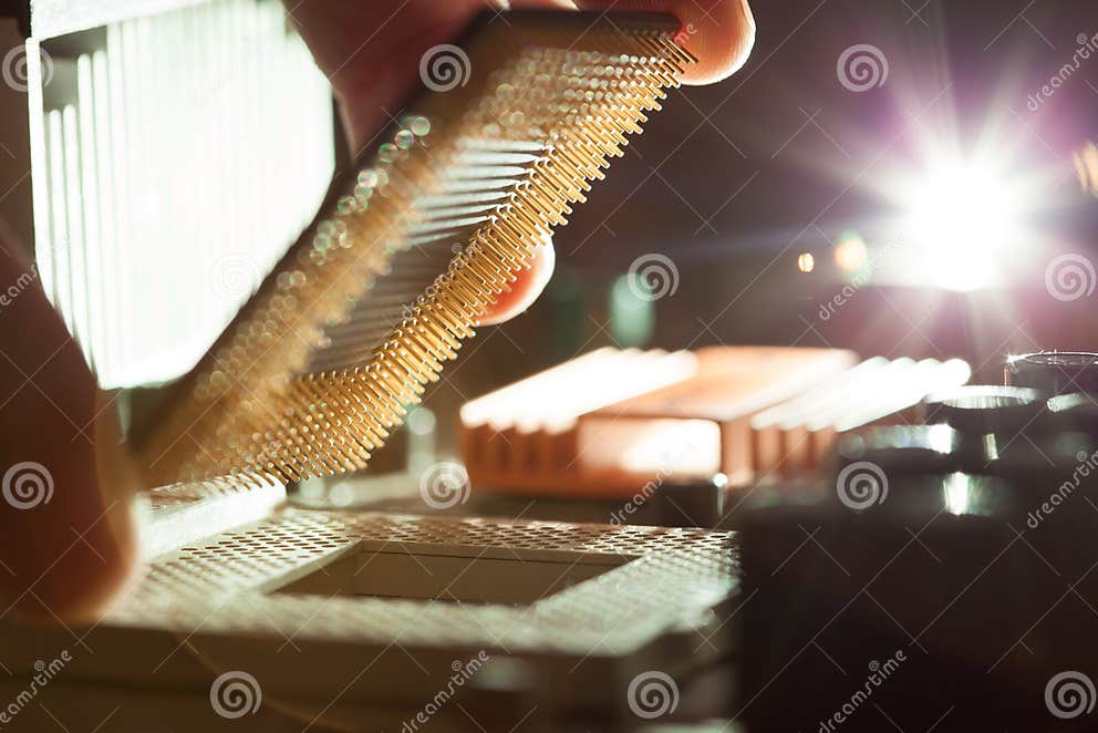 CPU in a hand. stock photo. Image of background, finger - 68076770