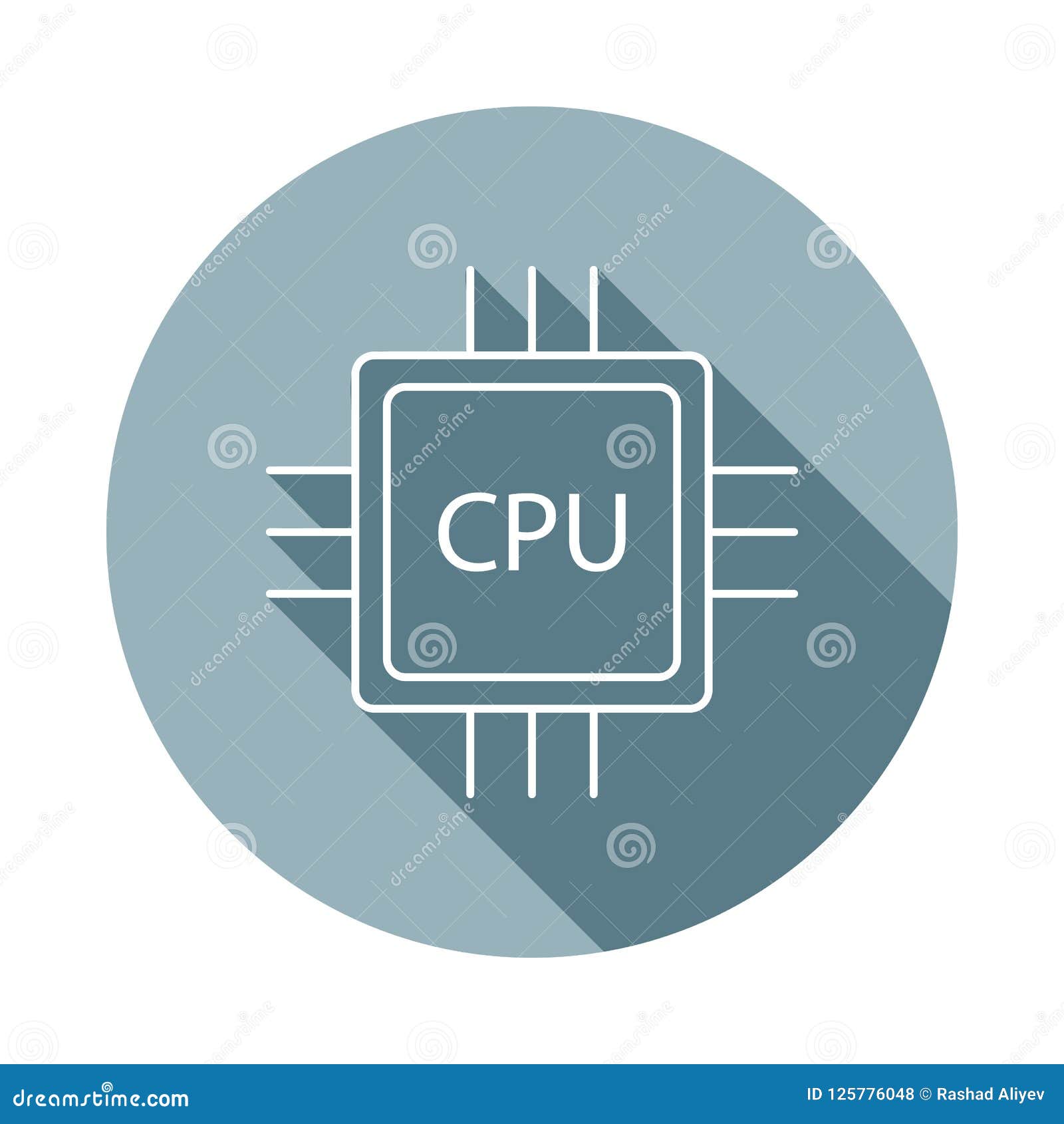 CPU Icon in Flat Long Shadow Style. One of Web Collection Icon Can Be ...