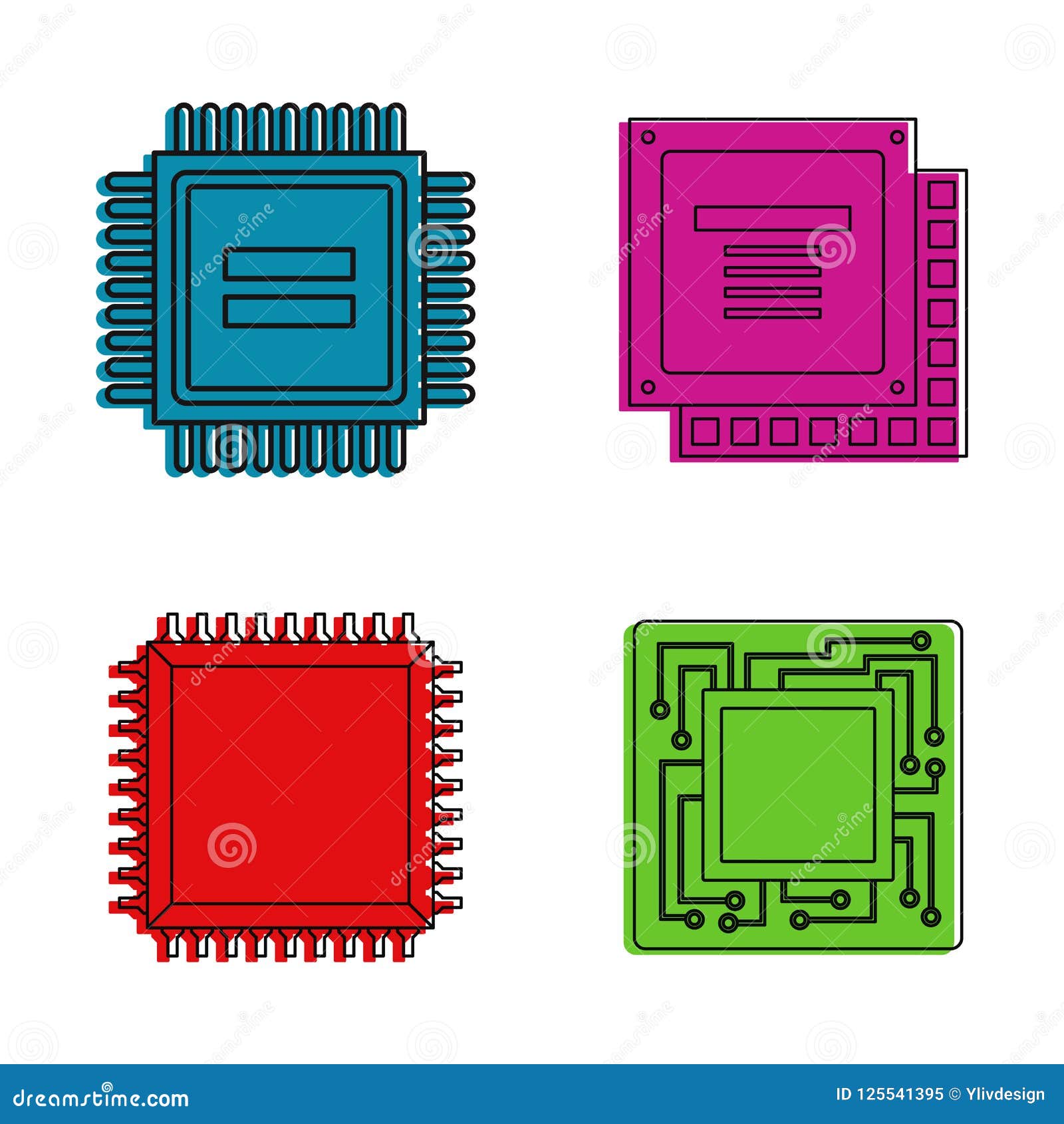 Cpu Icon Set, Color Outline Style Stock Illustration - Illustration of ... Cpu Icon Set, Color Outline Style Stock Illustration - Illustration of ...