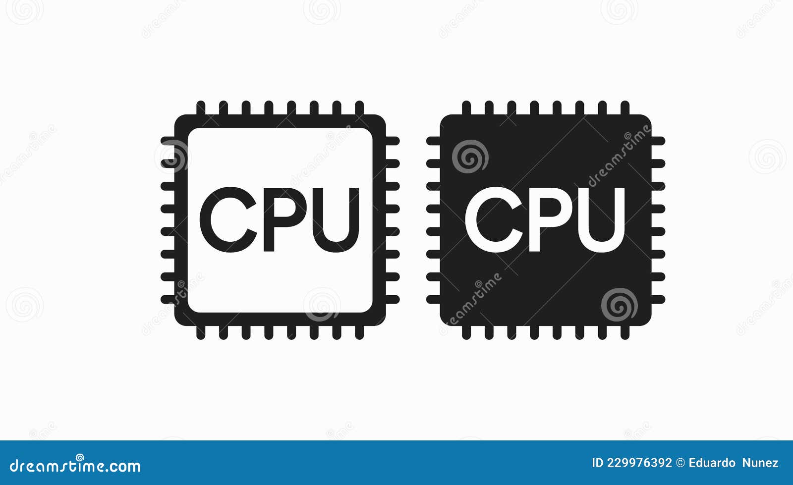 CPU Icon Set. Vector Isolated Black and White Stock Vector ...