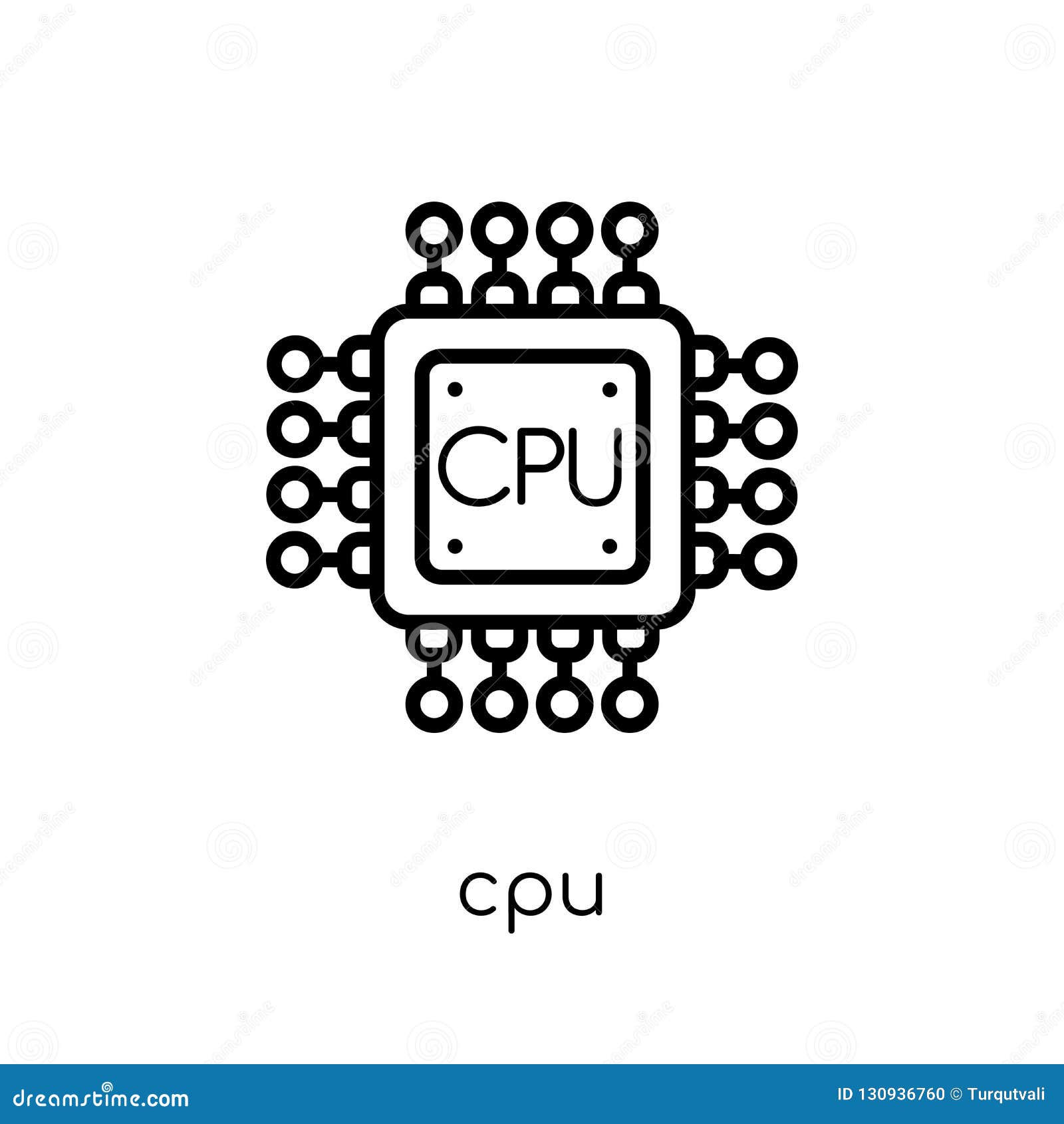 Cpu Icon. Trendy Modern Flat Linear Vector Cpu Icon on White Background ...