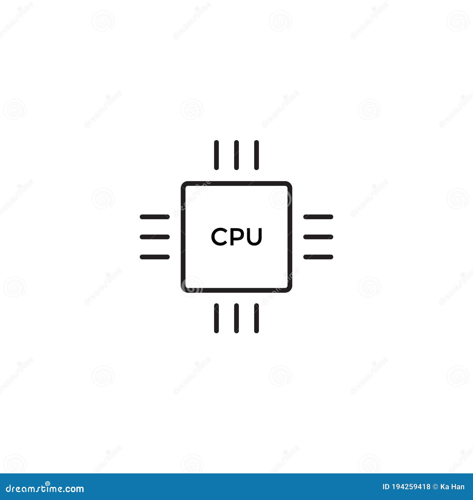 CPU Icon Vector in Trendy Outline Style. Central Processing Unit Symbol ...