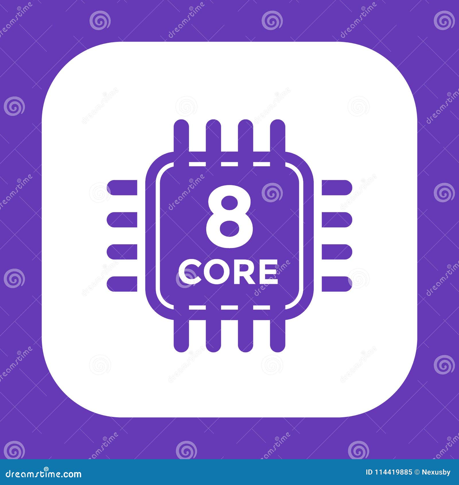 CPU Icon on White, 8 Core Processor Stock Vector - Illustration of ...