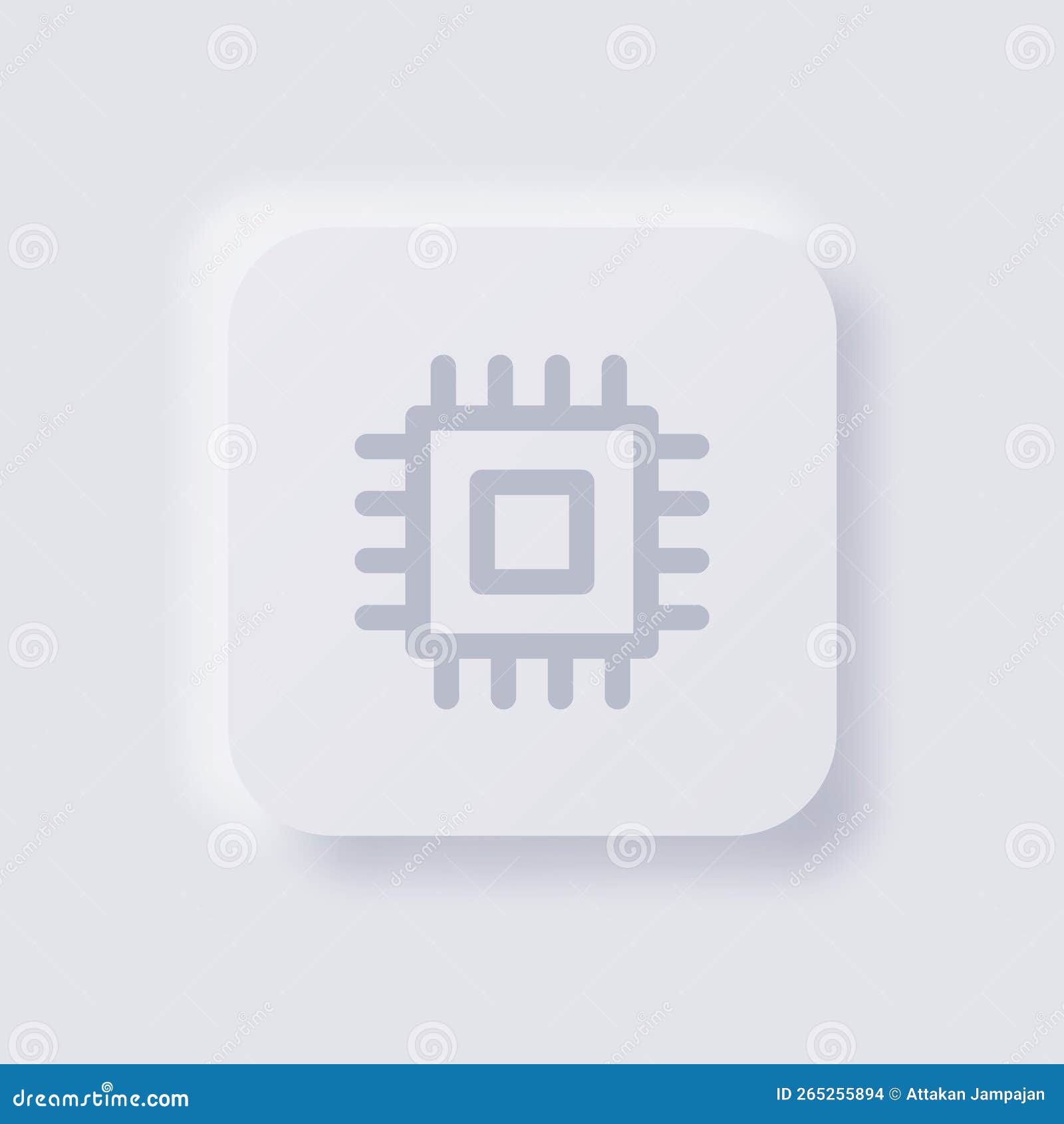 CPU Icon, White Neumorphism Soft UI Design for Web Design. Stock Vector - Illustration of ...