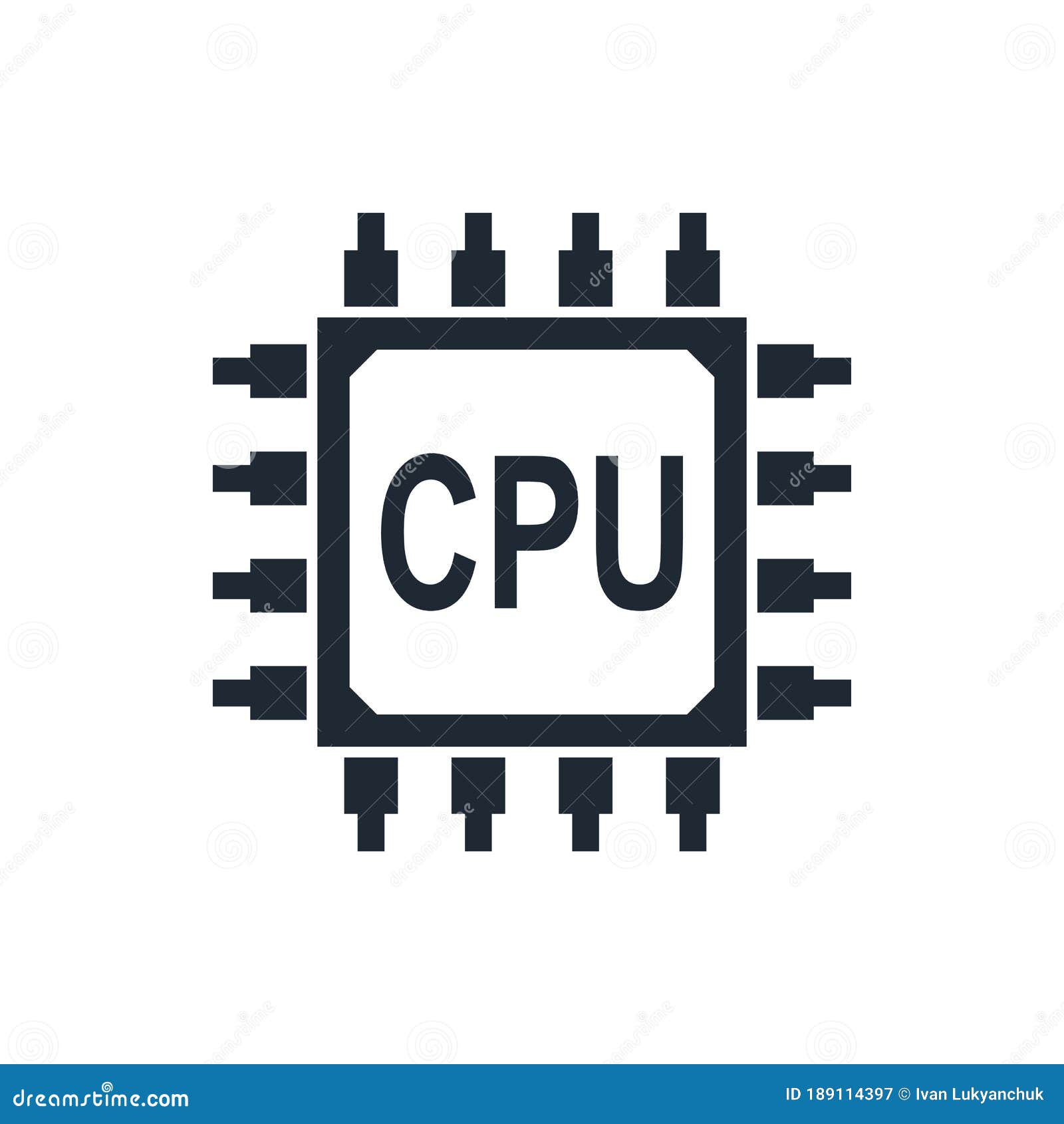 Cpu-ikon Processor Mikrochip Simbol Vektor Illustrationer ...