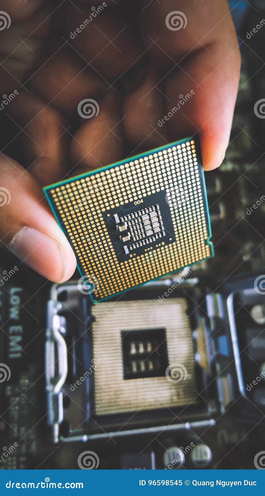 CPU Inside Mainboard stock image. Image of concept, holding - 96598545