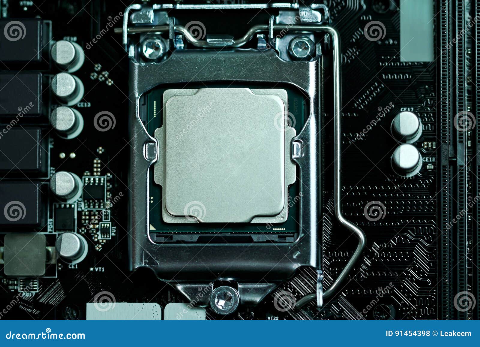 CPU Installed on a Motherboard Stock Photo - Image of circuitry, braced ...