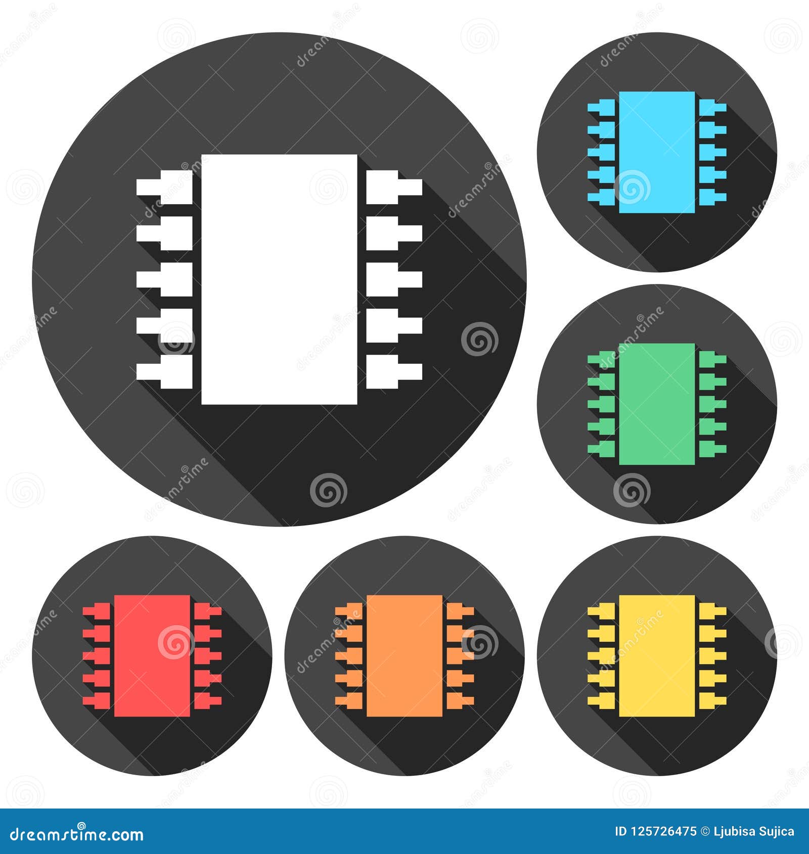 CPU Isolated Icons. Processor Symbols Stock Vector - Illustration of ...