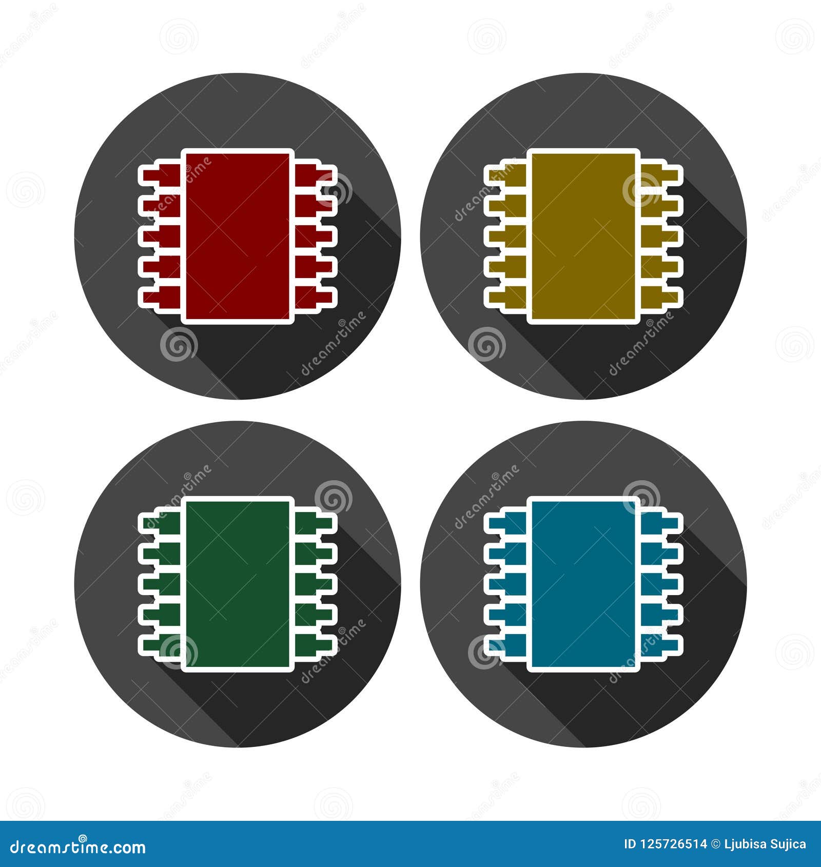 CPU Isolated Icons. Processor Symbols Stock Vector - Illustration of ...