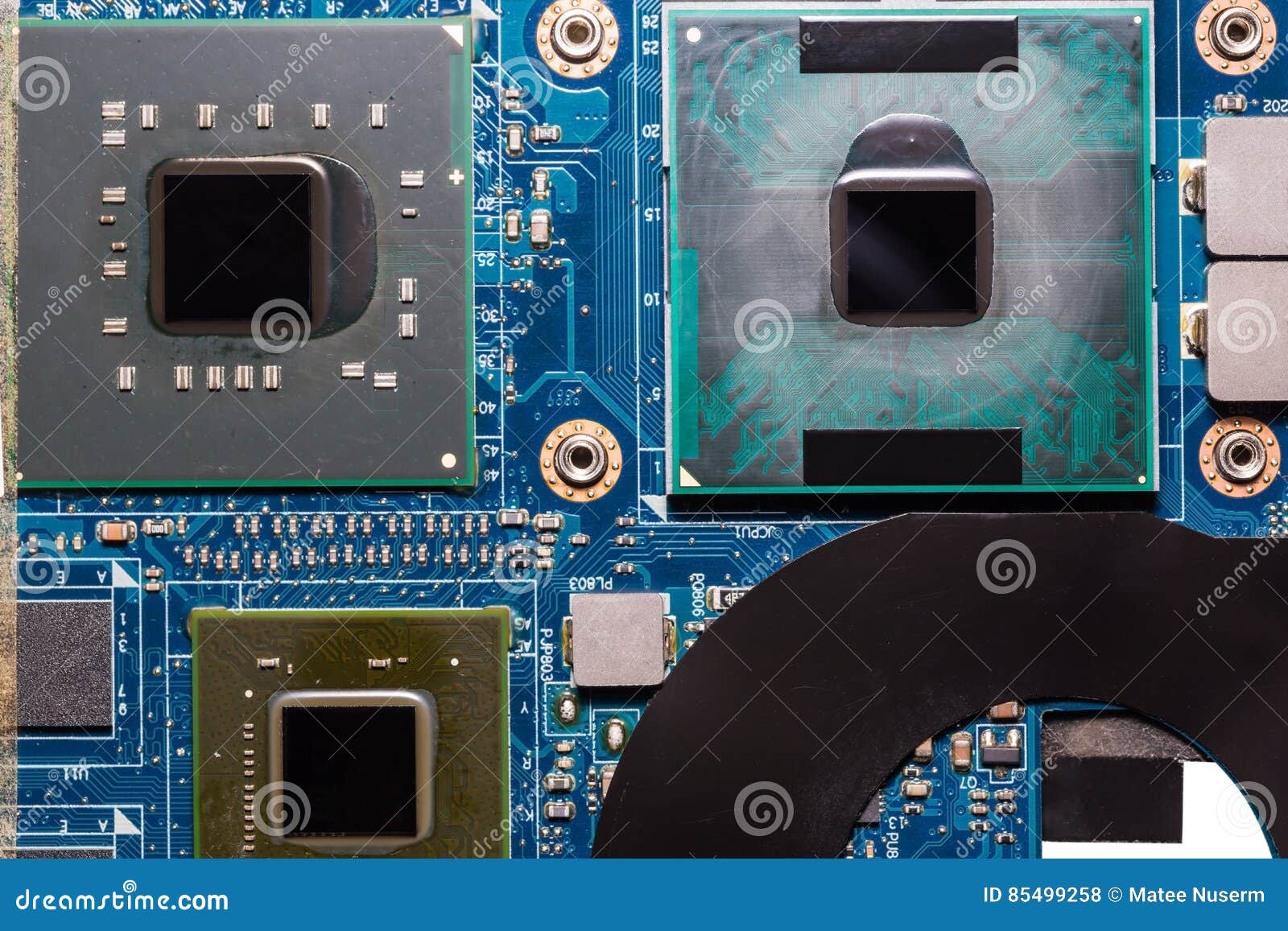 CPU on laptop motherboard stock photo. Image of printed - 85499258