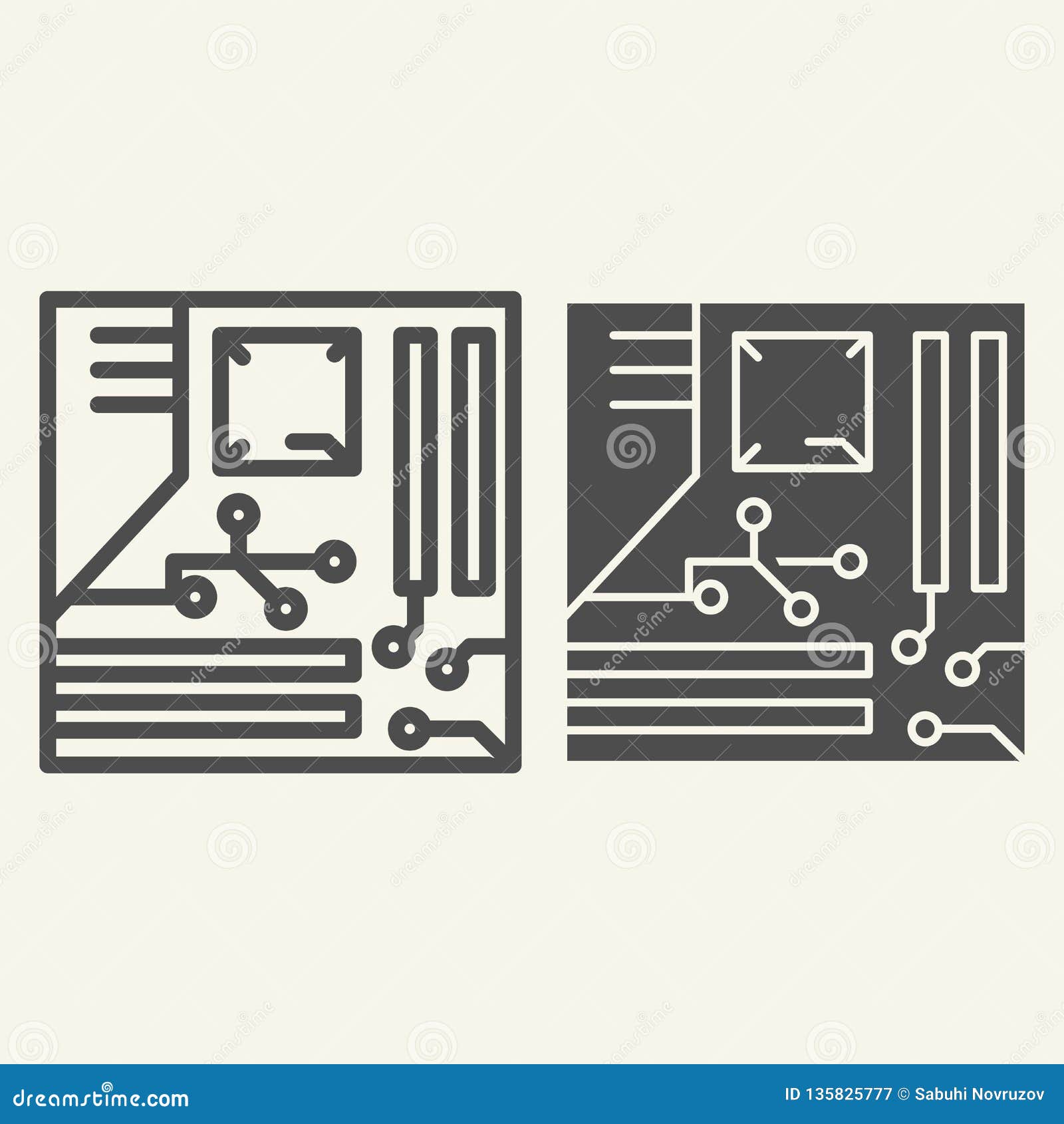 Cpu Line and Glyph Icon. Microprocessor Vector Illustration Isolated on ...