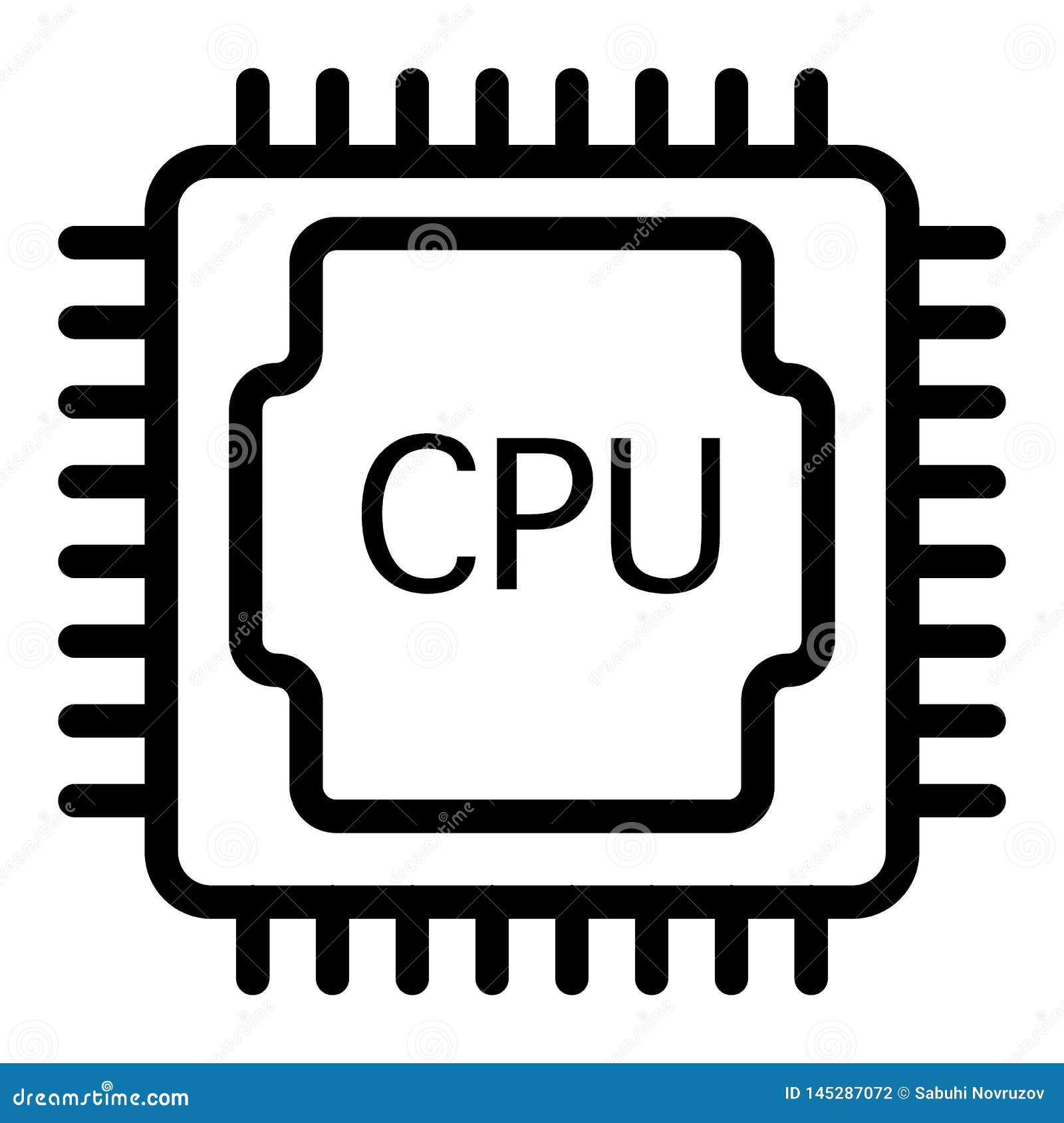 Cpu Line Icon. Processor Illustration Isolated on White. Chip Outline ...